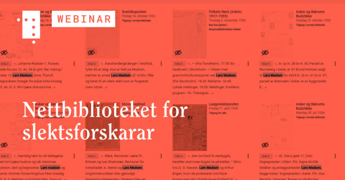 Nettbiblioteket for slektsforskarar | Nasjonalbiblioteket